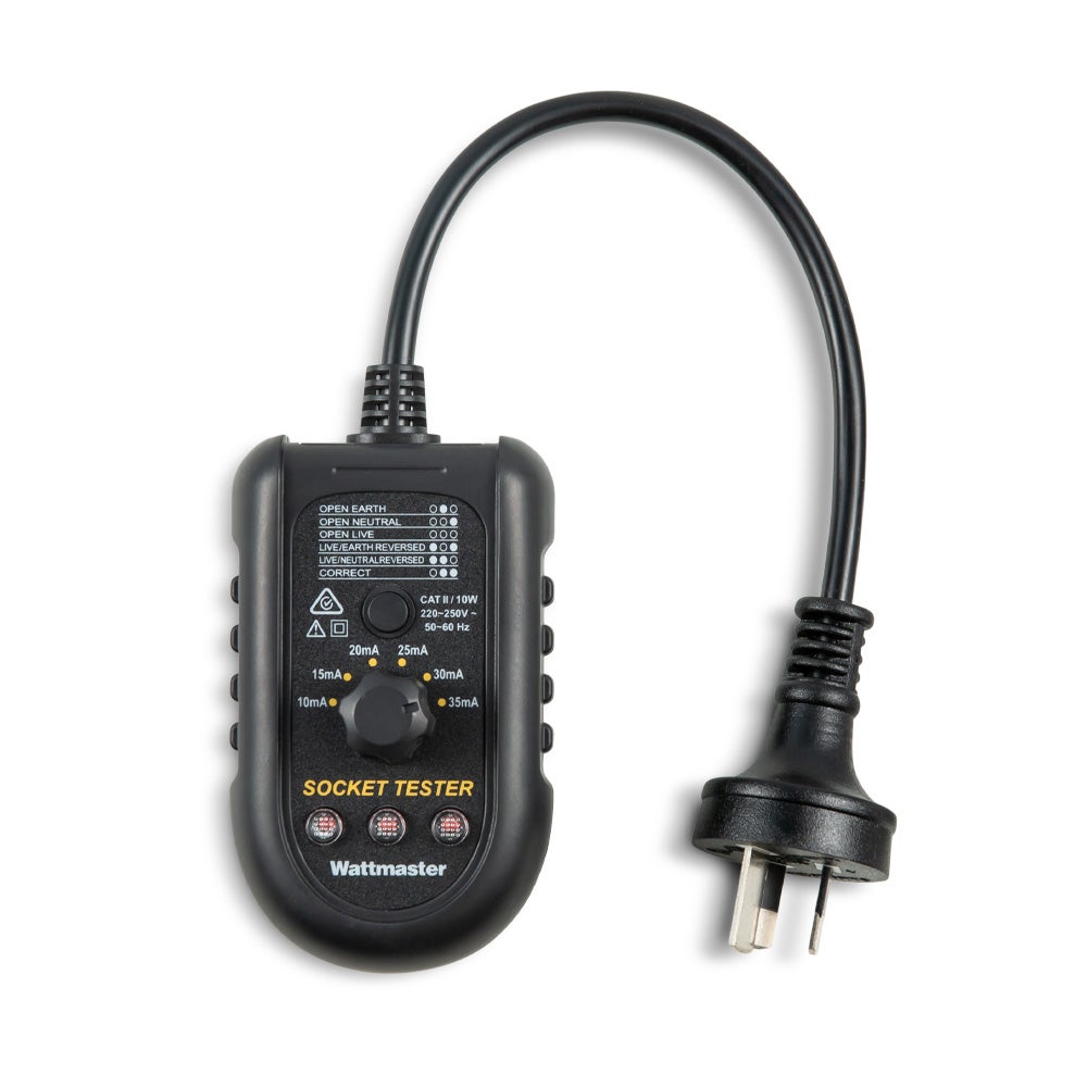 Socket Outlet Tester With Rcd Trip Test | Wattmaster Socket Outlet Tester With Rcd Trip Test | Wattmaster